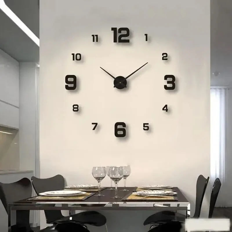 Creative Frameless DIY Wall Clock Wall Decal Home Silent Clock Living ...